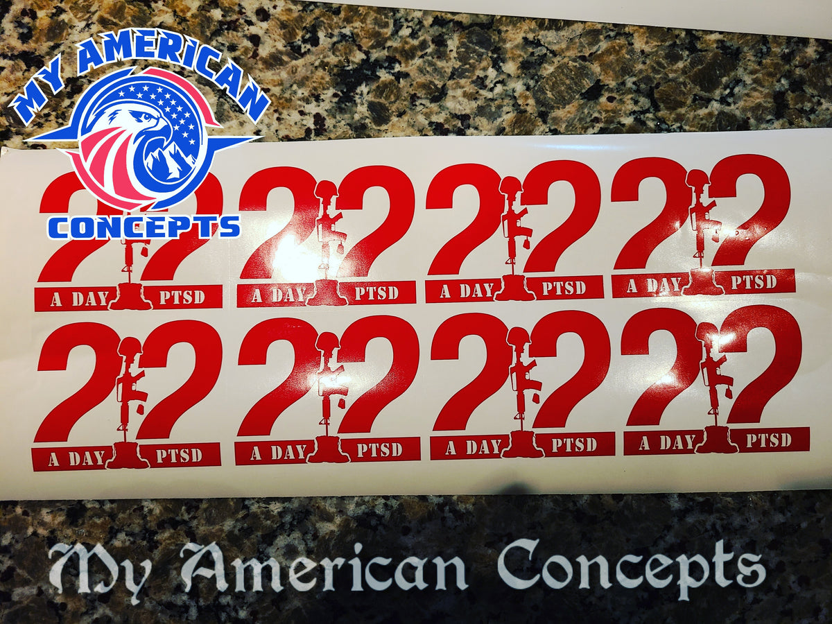 22 A Day PTSD Decal – My American Concepts LLC